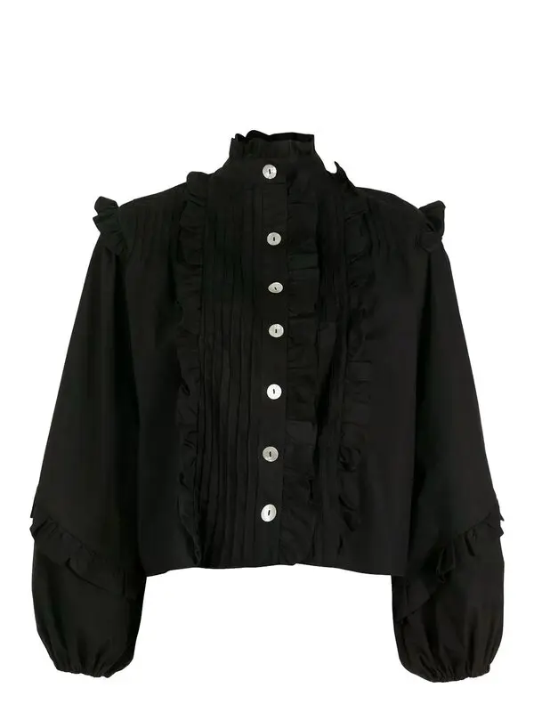 OLYMPIAH Qora Ruffled Shirt - Black