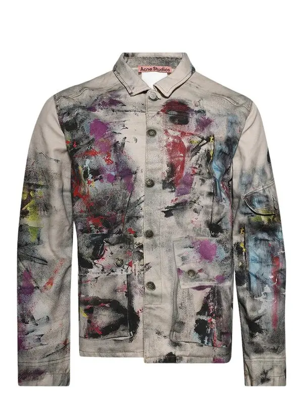 Acne Studios Trompe L'oeil Printed Cotton Trucker Jacket - White