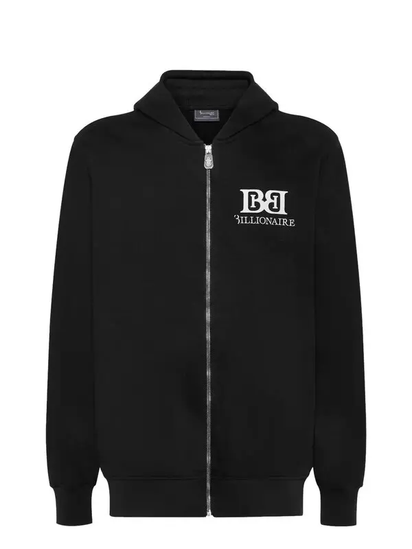 BILLIONAIRE Logo-print Zip-up Hoodie - Black