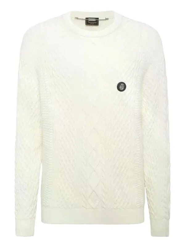 BILLIONAIRE Cable-knit Crew-neck Sweater - White