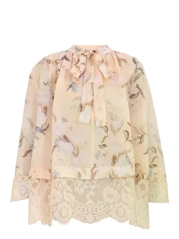 Zimmermann Cascadian Lace-trimmed Floral Blouse - Neutrals