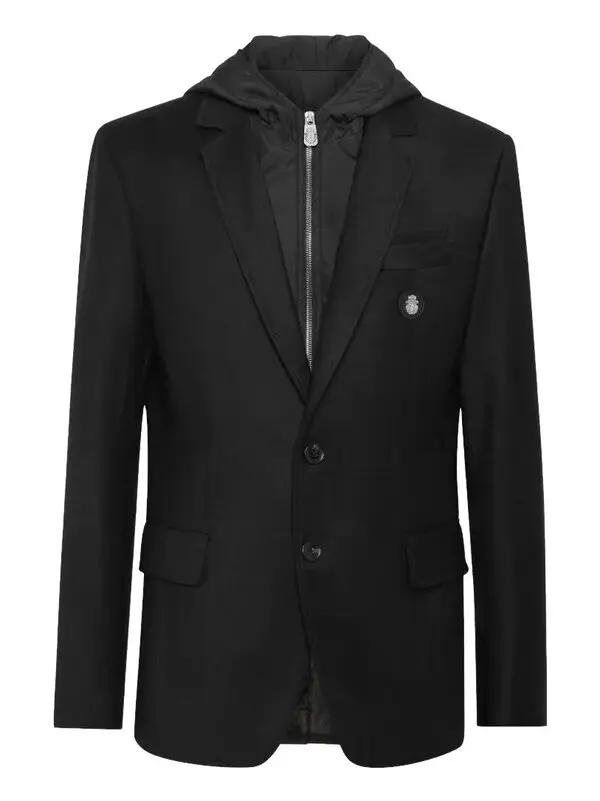 BILLIONAIRE Hooded Button-fastening Blazer - Black