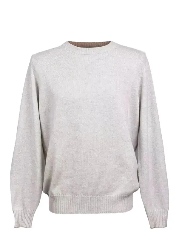 Brunello Cucinelli Wool Sweater With Suede Elbow Patches - Grey