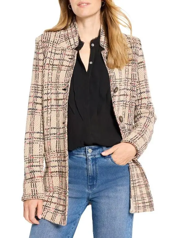 NIC+ZOE Stitchy Plaid Knit Blazer - Neutral Multi
