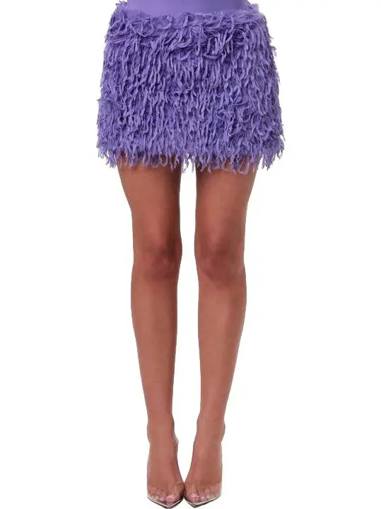 Naked Wardrobe Faux Feather Mini Skirt - Lavender