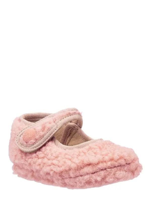 ELEPHANTITO Faux Shearling Mary Jane Flats - Pink