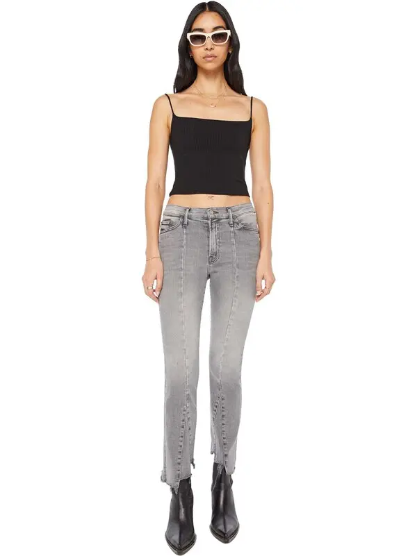 MOTHER The Insider Crop Pointy Fray Jeans - Grey