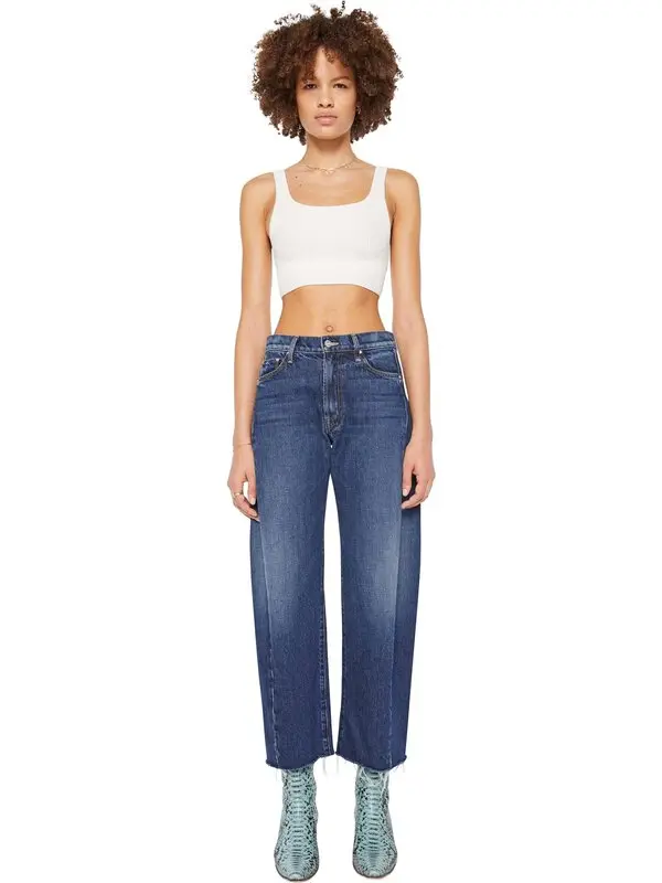 MOTHER The Mid Rise Full-pipe Flood Fray Jeans - Blue