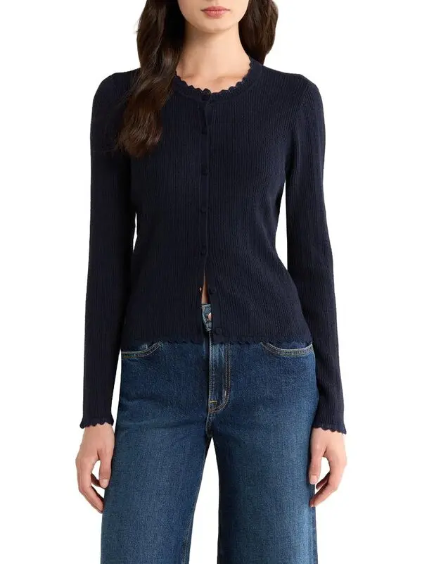 CECE DUPRAZ Pointelle Cardigan - Classic Navy