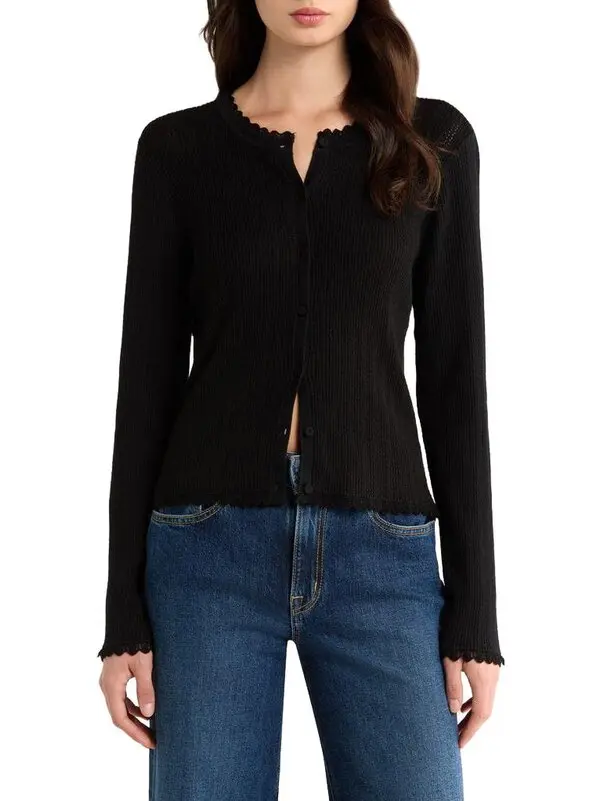 CECE DUPRAZ Pointelle Cardigan - Rich Black