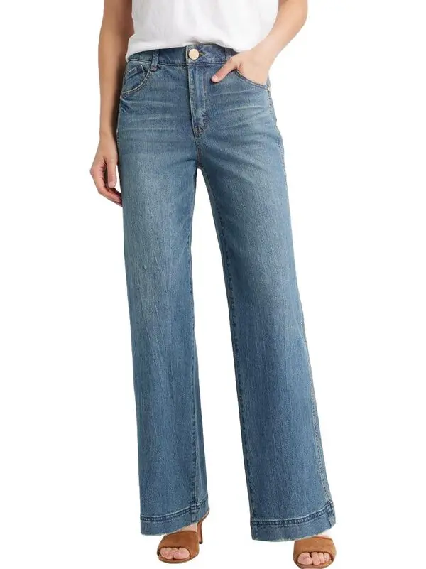 Wit & Wisdom Gracie 'ab'solution Skyrise Wide Leg Jeans - Mid Blue Artisanal