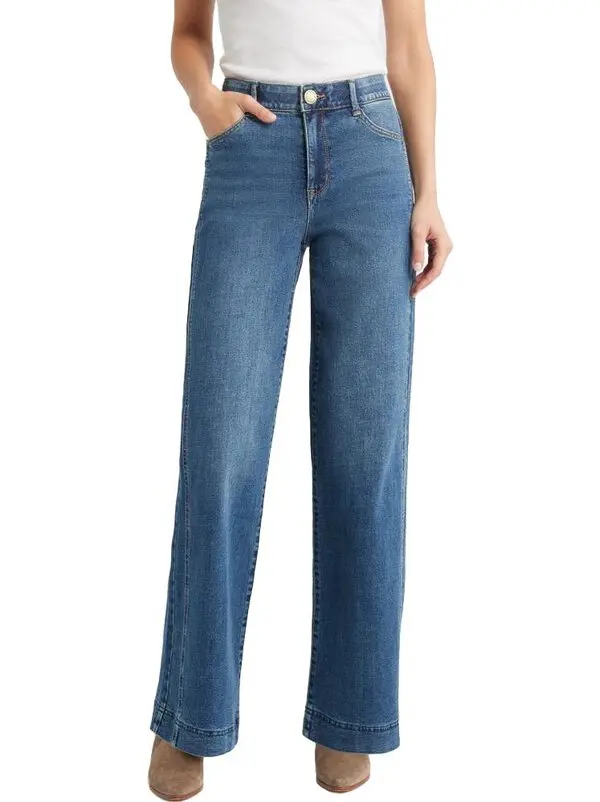 Wit & Wisdom Gracie 'ab'solution Skyrise Wide Leg Jeans - Mid Blue