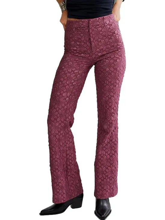 Free People Runaway Floral Flare Pants - Crushed Berry