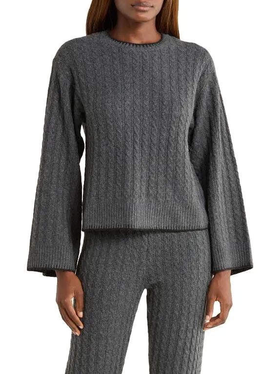UGG Rylynn Cable Flare Sleeve Sweater - Charcoal Heather