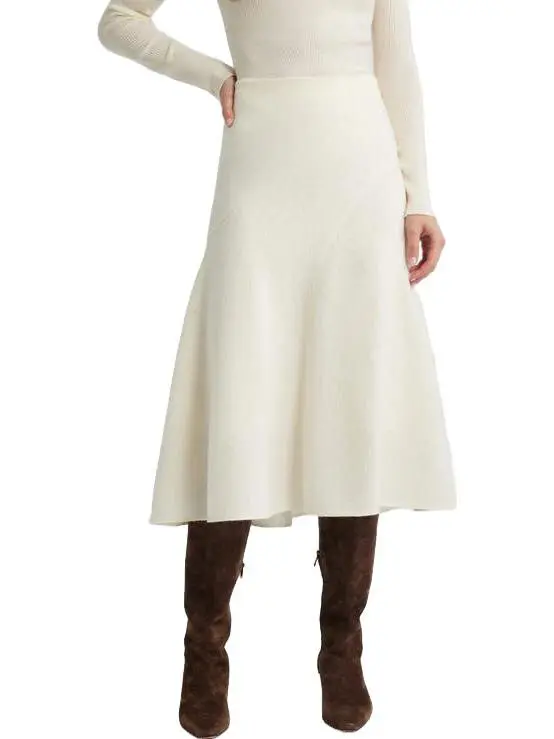 BOSS Vicena Maxi Boiled Wool Skirt - Soft Cream