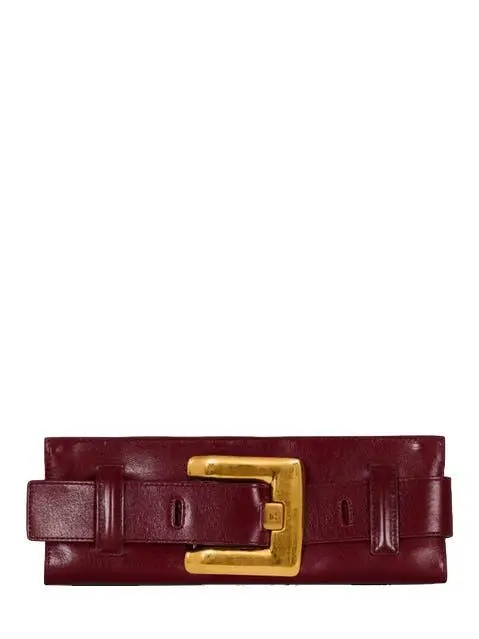 Balmain Anthem Calfskin Leather Clutch - Brown