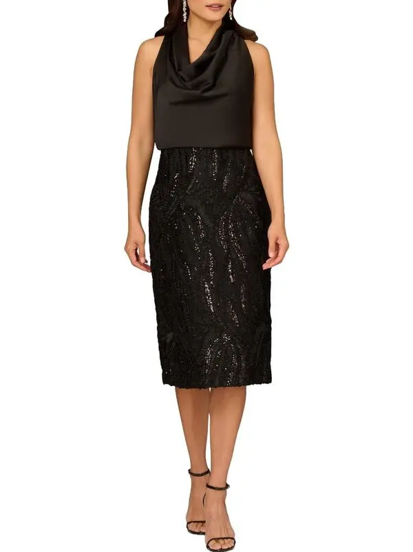 Aidan Mattox 3d Embroidered Sleeveless Cocktail Dress - Black