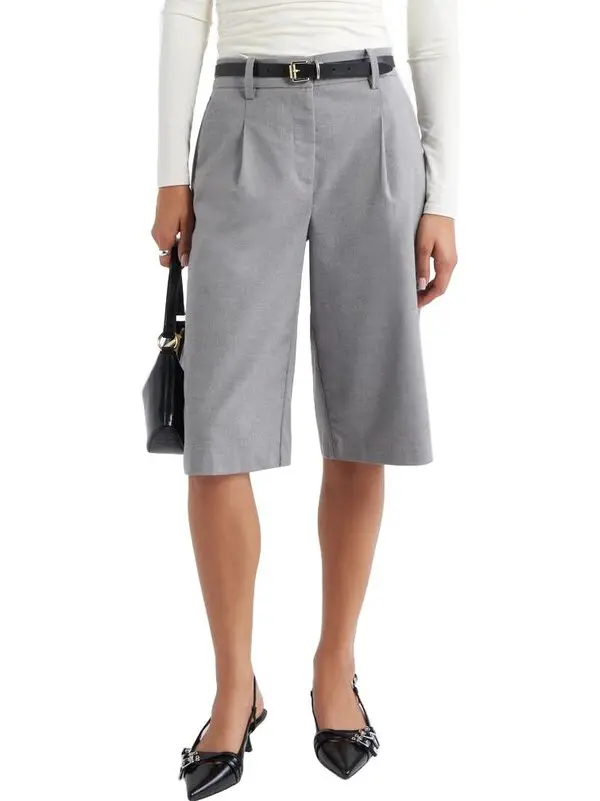 OPEN EDIT Suiting Bermuda Shorts - Grey Charcoal Heather