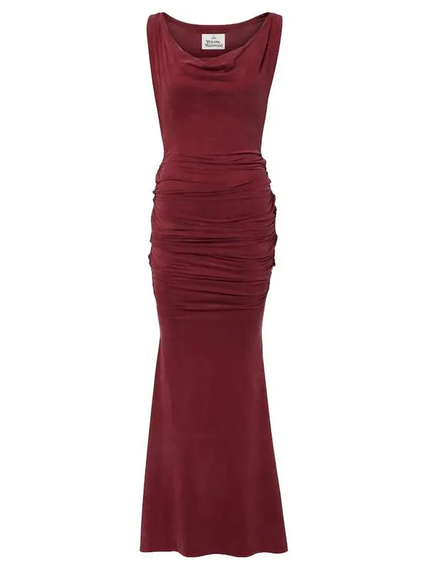 VIVIENNE WESTWOOD Liz Draped Jersey Maxi Dress - Burgundy