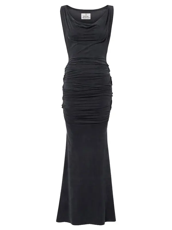 VIVIENNE WESTWOOD Liz Draped Jersey Maxi Dress - Black