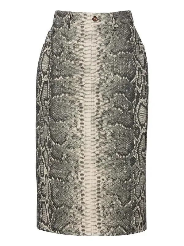 Gabriela Hearst Adelaide Snake-print Cotton Midi Skirt - Grey