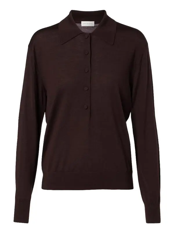 Dries Van Noten Wool Polo Shirt - Brown