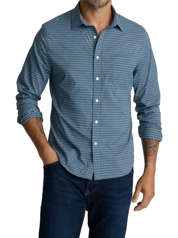 UNTUCKIT Delune Check Performance Button-up Shirt - Green Blue