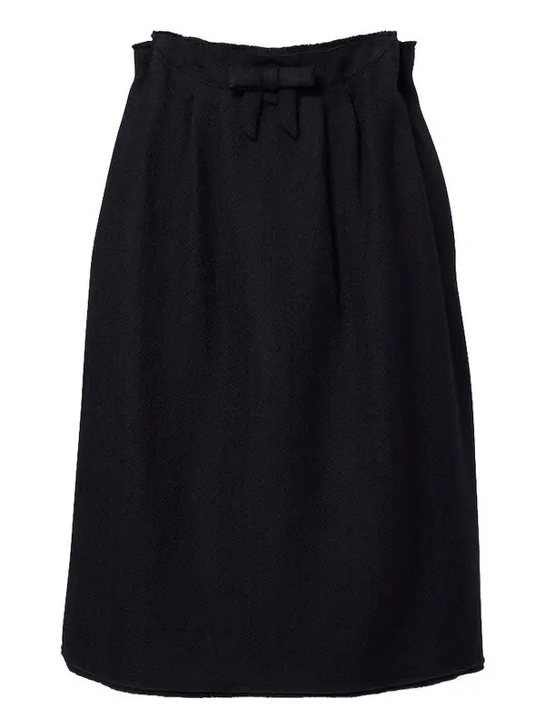 Prada Chevron Pleated Virgin Wool Midi Skirt - Blue