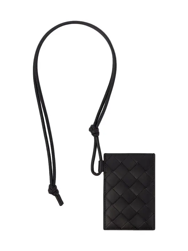 Bottega Veneta Intrecciato Leather Luggage Tag - Black