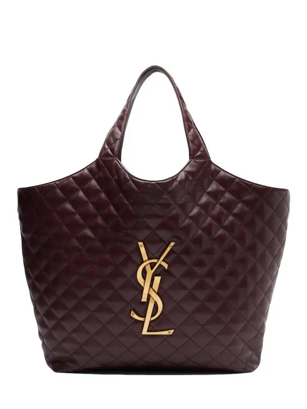 Saint Laurent Icare Maxi Leather Shopper - Burgundy