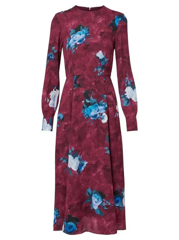 Erdem Floral Crêpe Midi Dress - Red