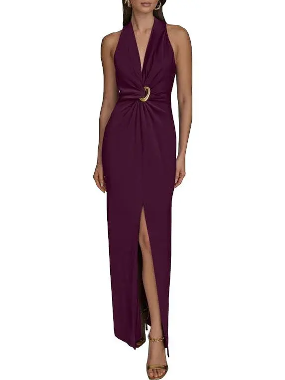 Donna Karan New York Twisted Sleeveless Gown - Berry