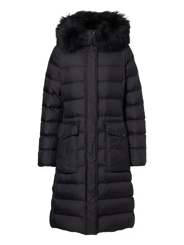 Moncler Hooded Shearling-trimmed Down Jacket - Black