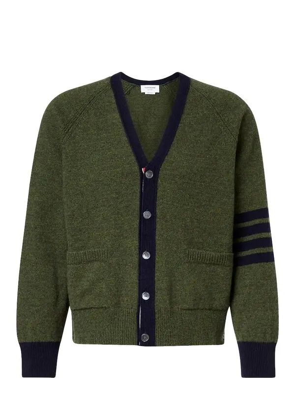 Thom Browne 4-bar Wool Cardigan - Green