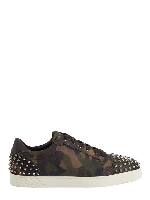 CHRISTIAN LOUBOUTIN Seavaste Camouflage Spiked Suede Sneakers - Green