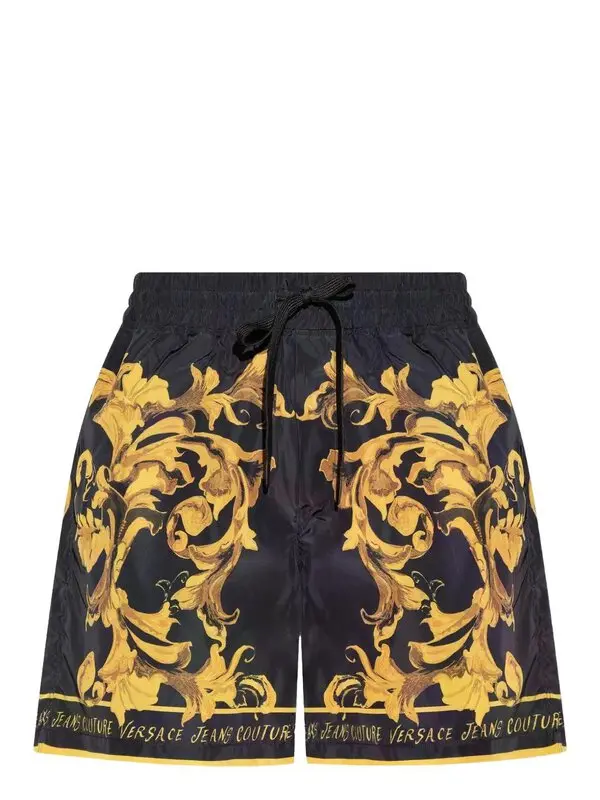 Versace Baroque-print Drawstring Shorts - Black
