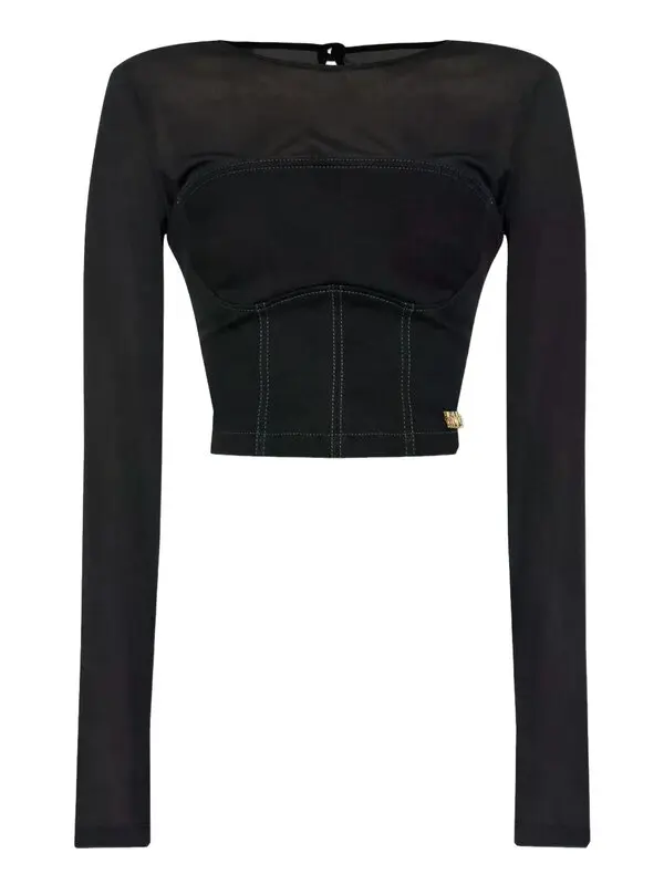 Versace Mesh-panel Corset Top - Black