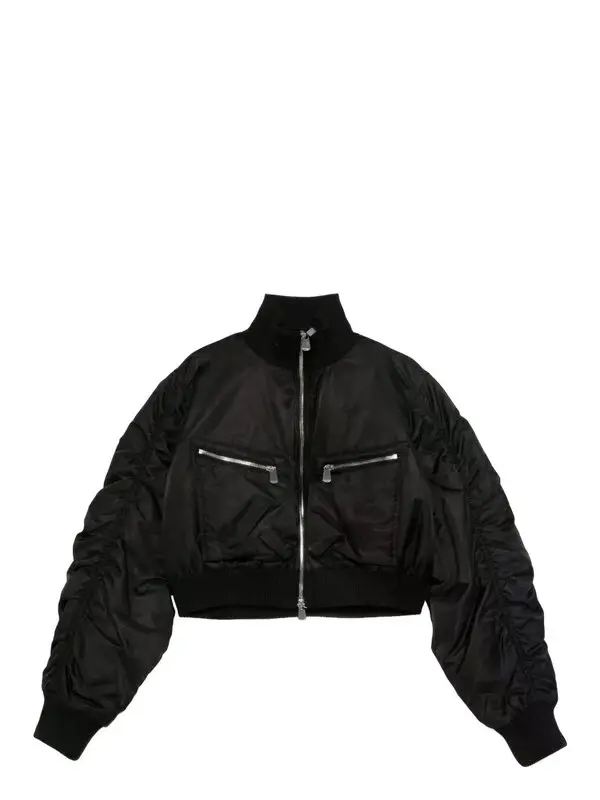 Pinko Zip-front Cropped Bomber Jacket - Black