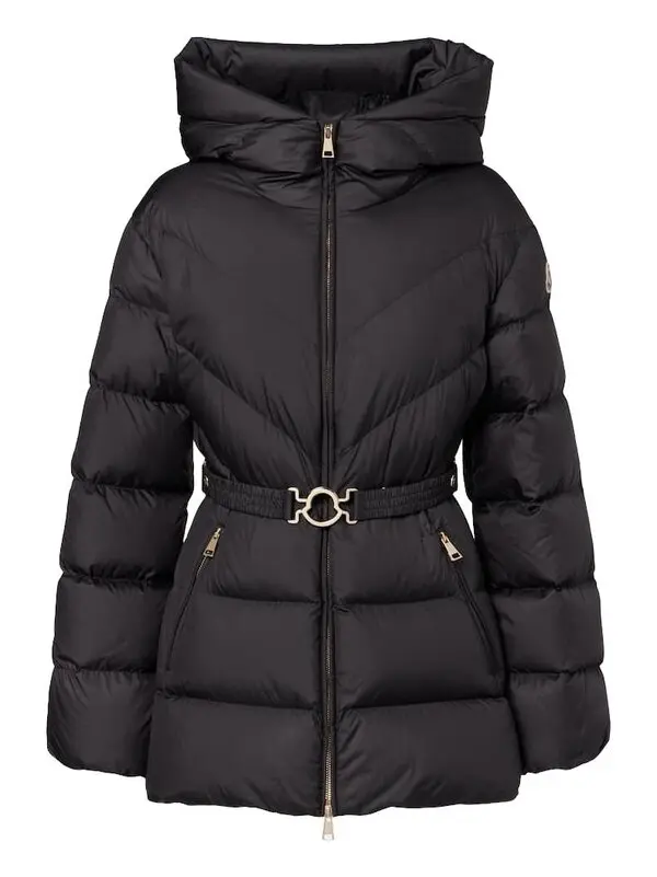 Moncler Brosse Belted Hooded Down Jacket - Black