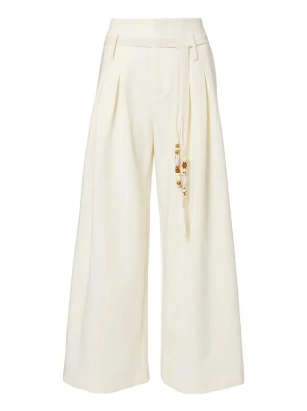 XU ZHI Pleated High-rise Wide-leg Pants - Neutrals