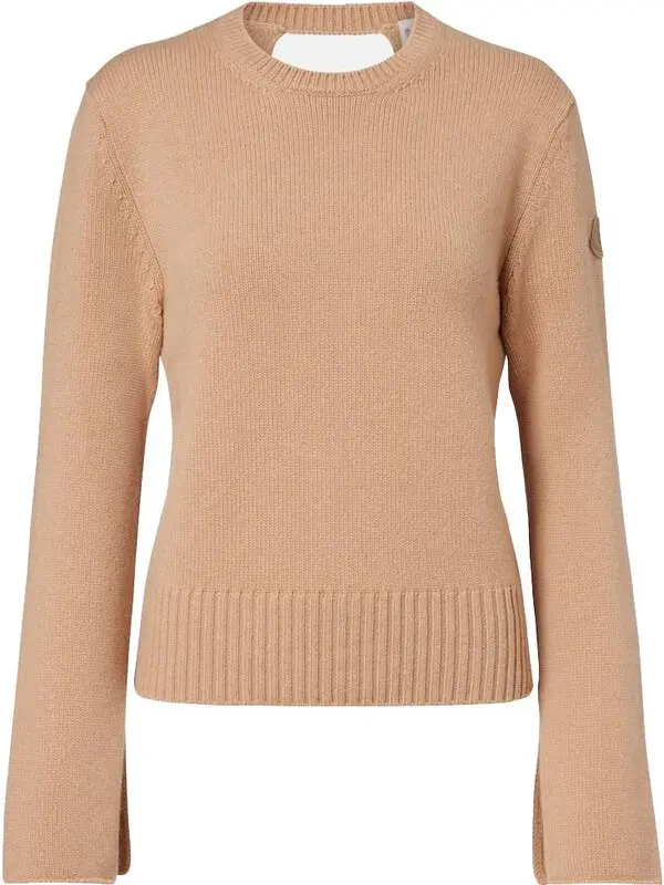 Moncler Cutout Wool And Cashmere Sweater - Beige