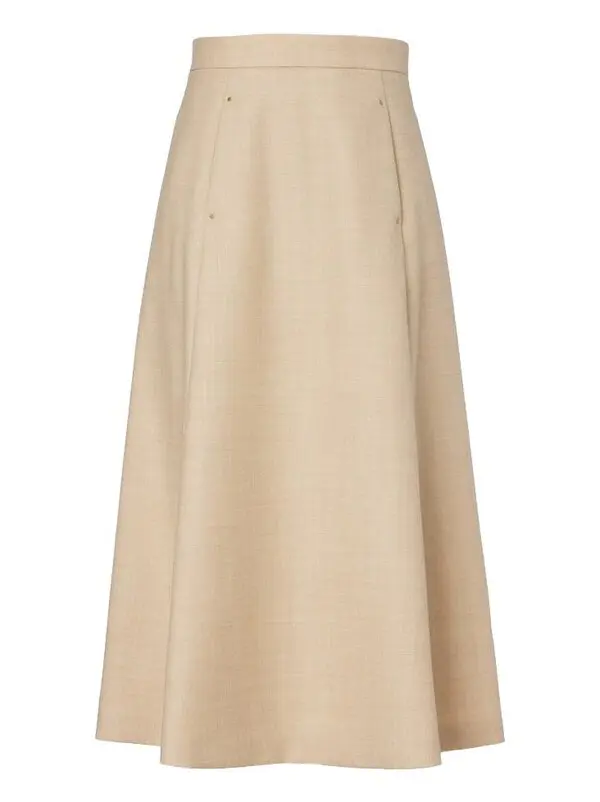 Moncler Virgin Wool Midi Skirt - Beige