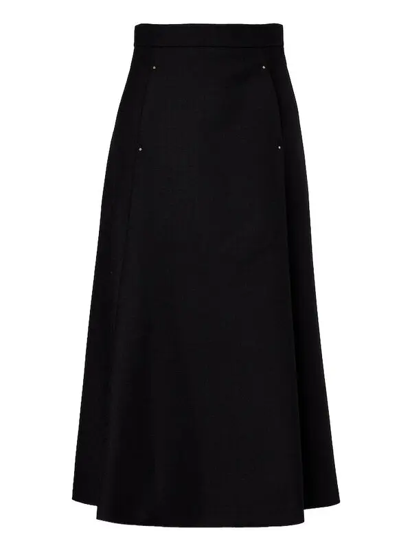 Moncler Virgin Wool Midi Skirt - Black