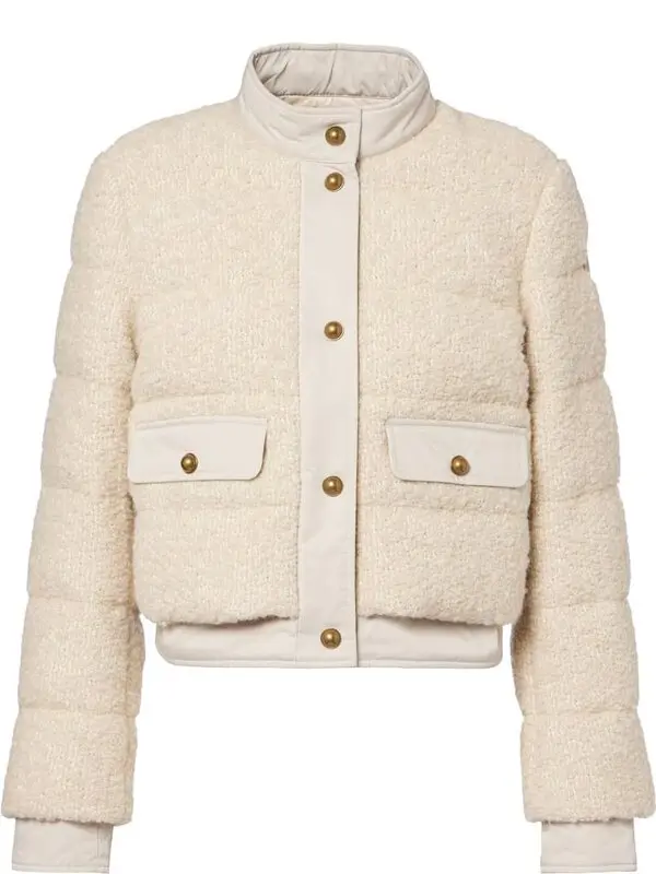 Moncler Blandy Tweed Down Jacket - Beige