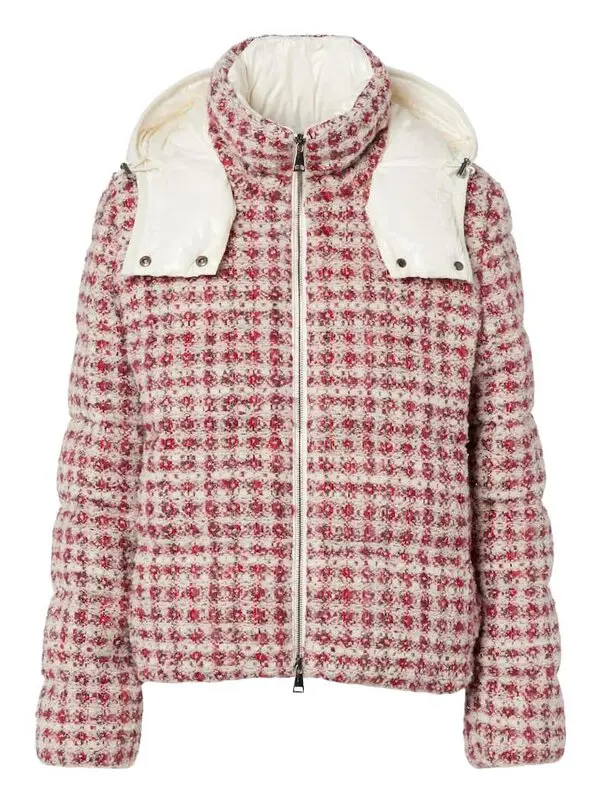 Moncler Andronne Checked Tweed Down Jacket - Red