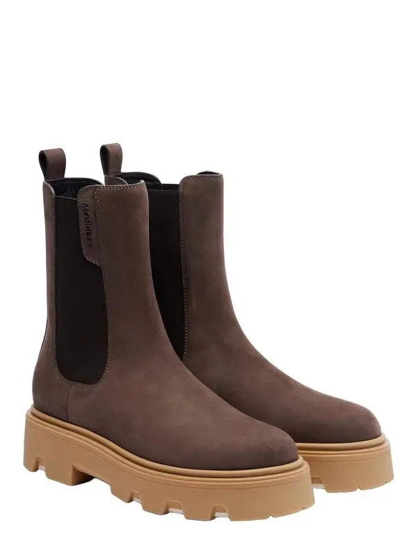 Moncler Aurea Leather Chelsea Boots - Brown