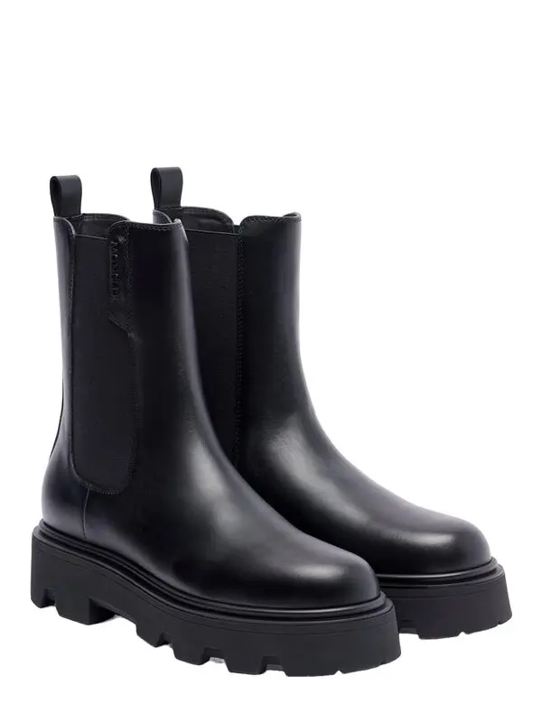 Moncler Aurea Leather Chelsea Boots - Black
