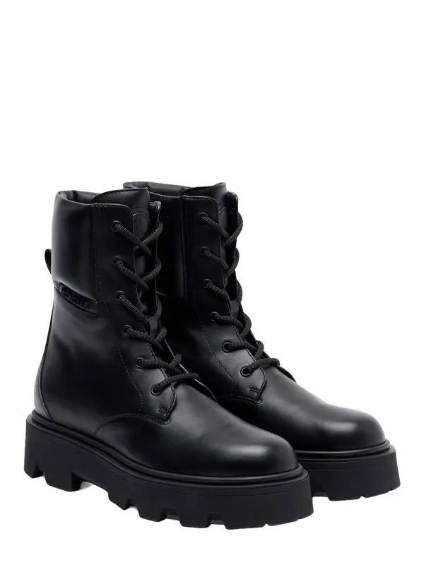 Moncler Aurea Leather Combat Boots - Black