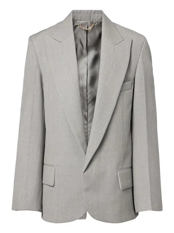 Victoria Beckham Single-breasted Virgin Wool Blazer - Grey