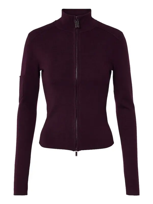 Victoria Beckham Wool-blend Zip-up Sweater - Burgundy